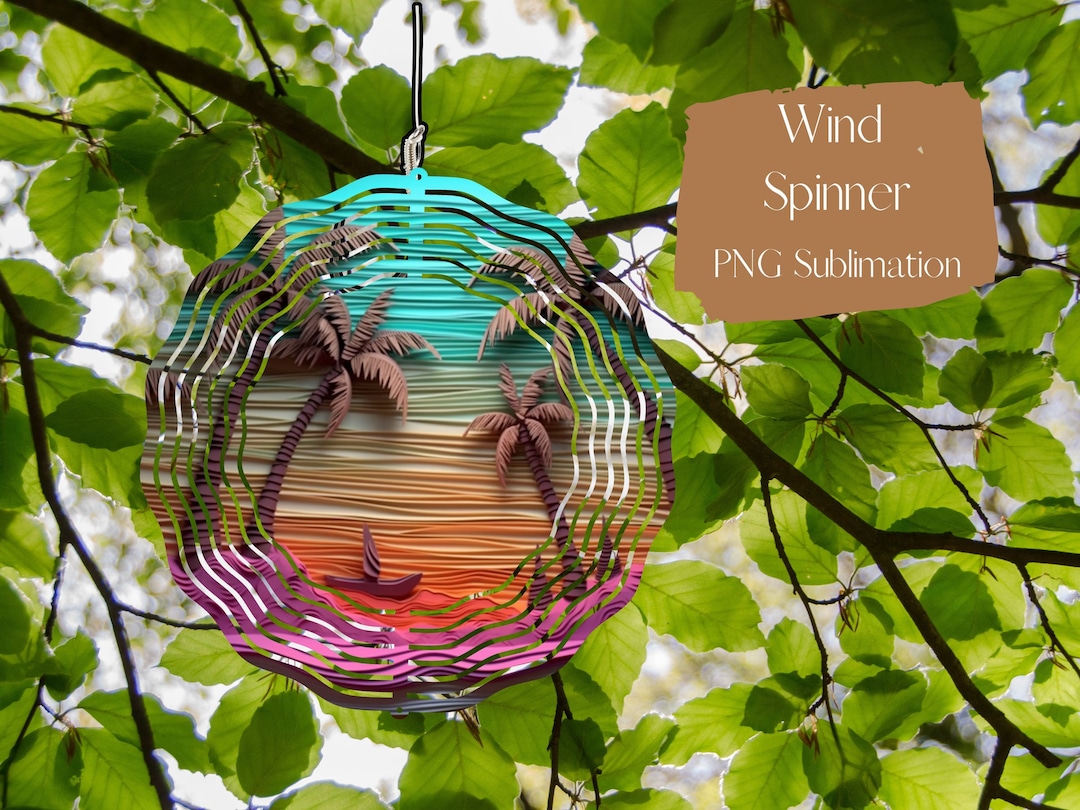 3D Carved Beach Life, Wind Spinner Sublimation Design Template, Wind ...
