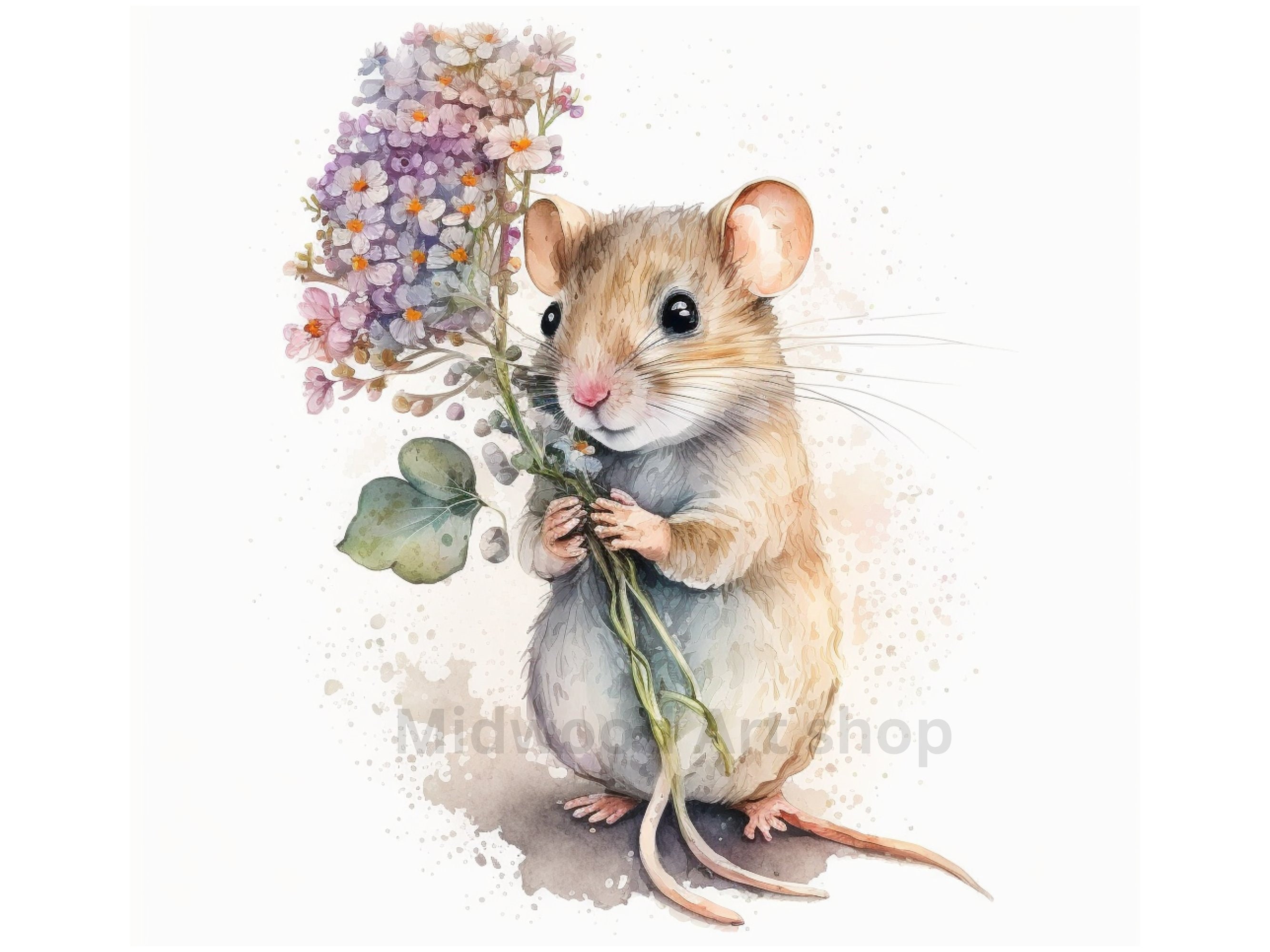 Mouse and Flower Clipart - 14 High Quality Jpgs - Digital Download ...