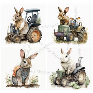 14 Farm Rabbit PNG | Bunny on Tractor | Dressed Baby Animals Clipart ...