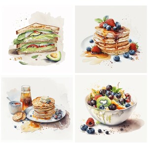 Watercolor Food Clipart | Breakfast Clipart | Waffles PNG | Pancakes ...