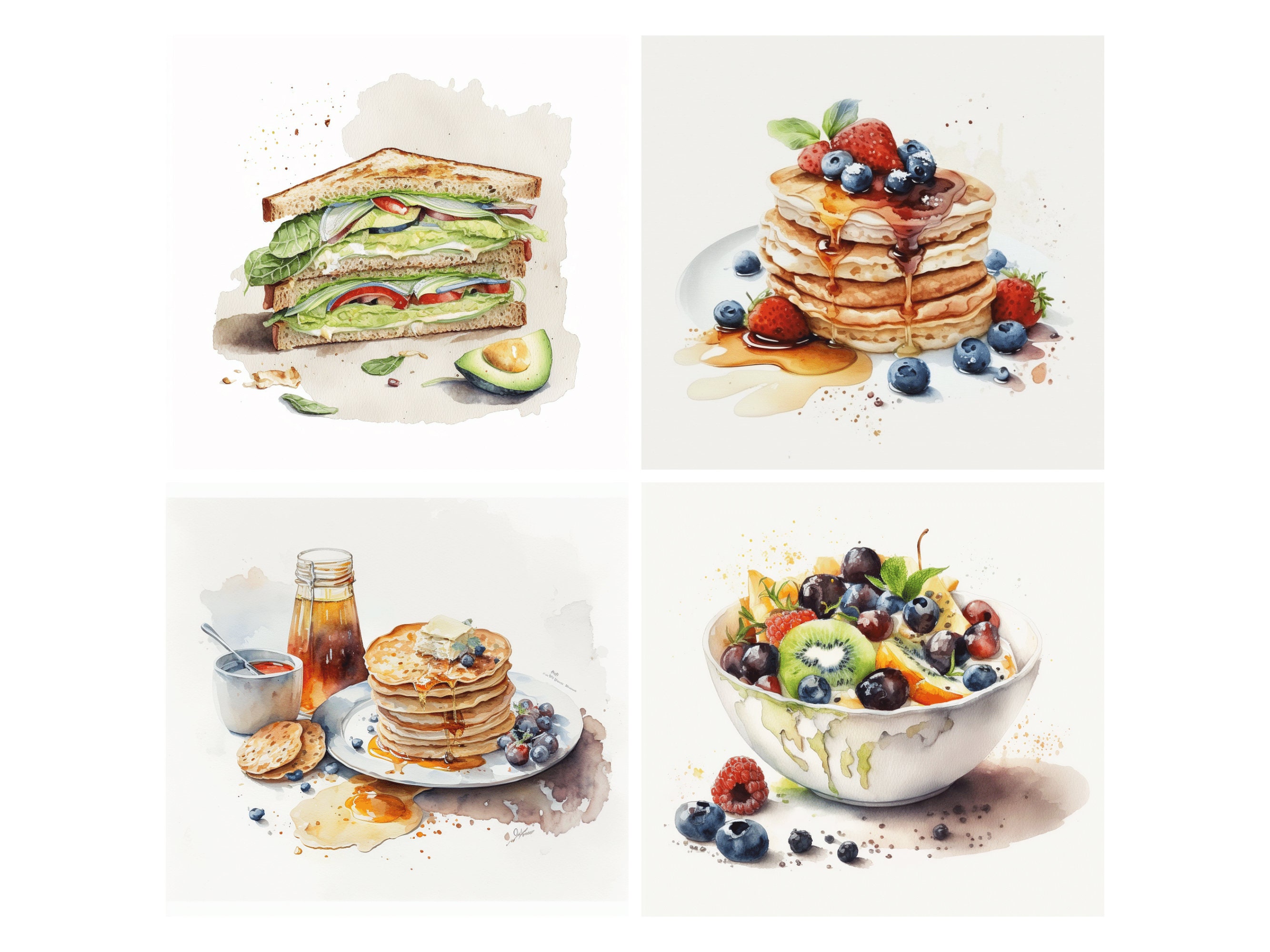 Watercolor Food Clipart Breakfast Clipart Waffles PNG - Etsy