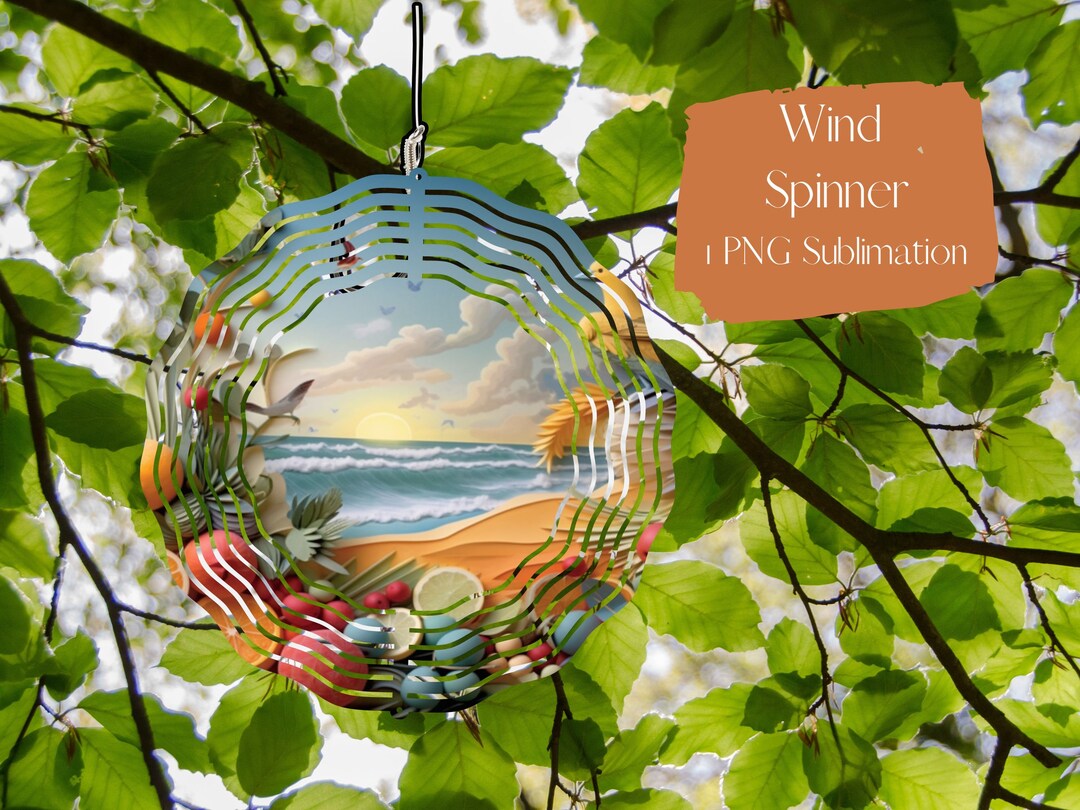 Tropical Beach Wind Spinner Sublimation Design Template, Wind Spinner ...