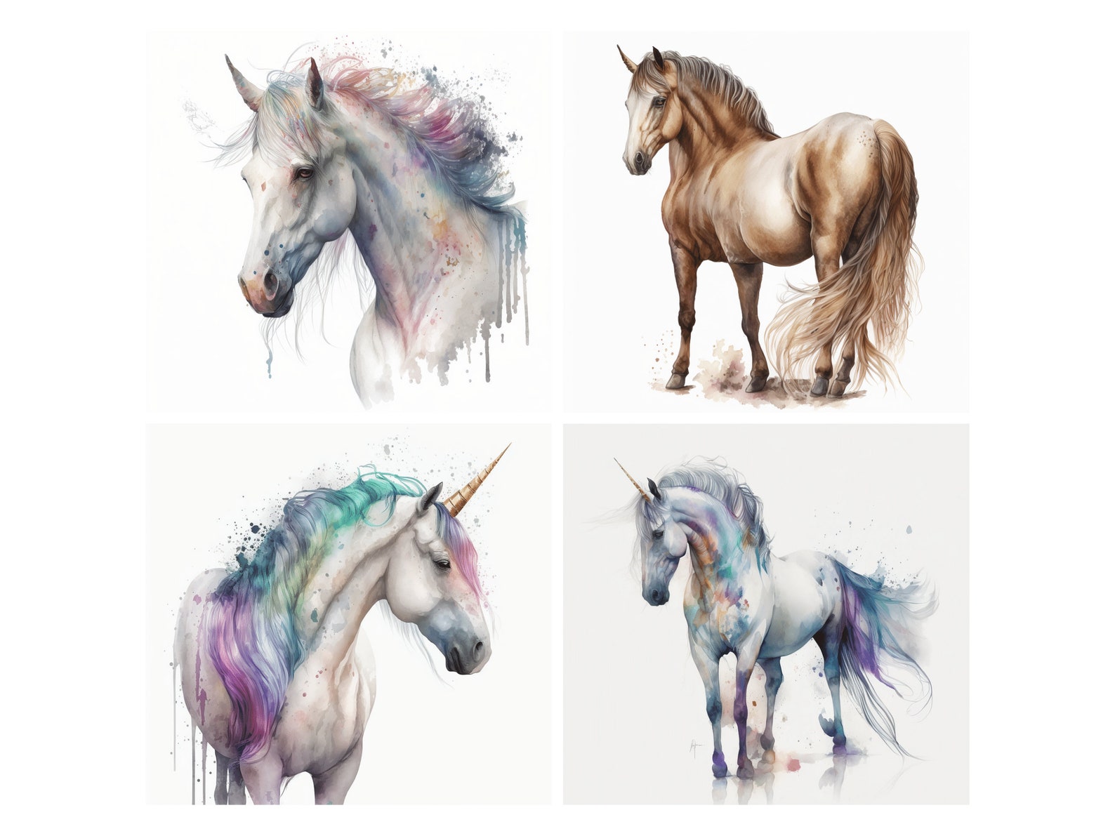 Watercolor Unicorn Clipart | Unicorn PNG | Kawaii Clipart | Watercolor ...