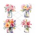 Set of 18 Png and SVG, Flowers in Jar Clipart, Flowers Png, Flower ...