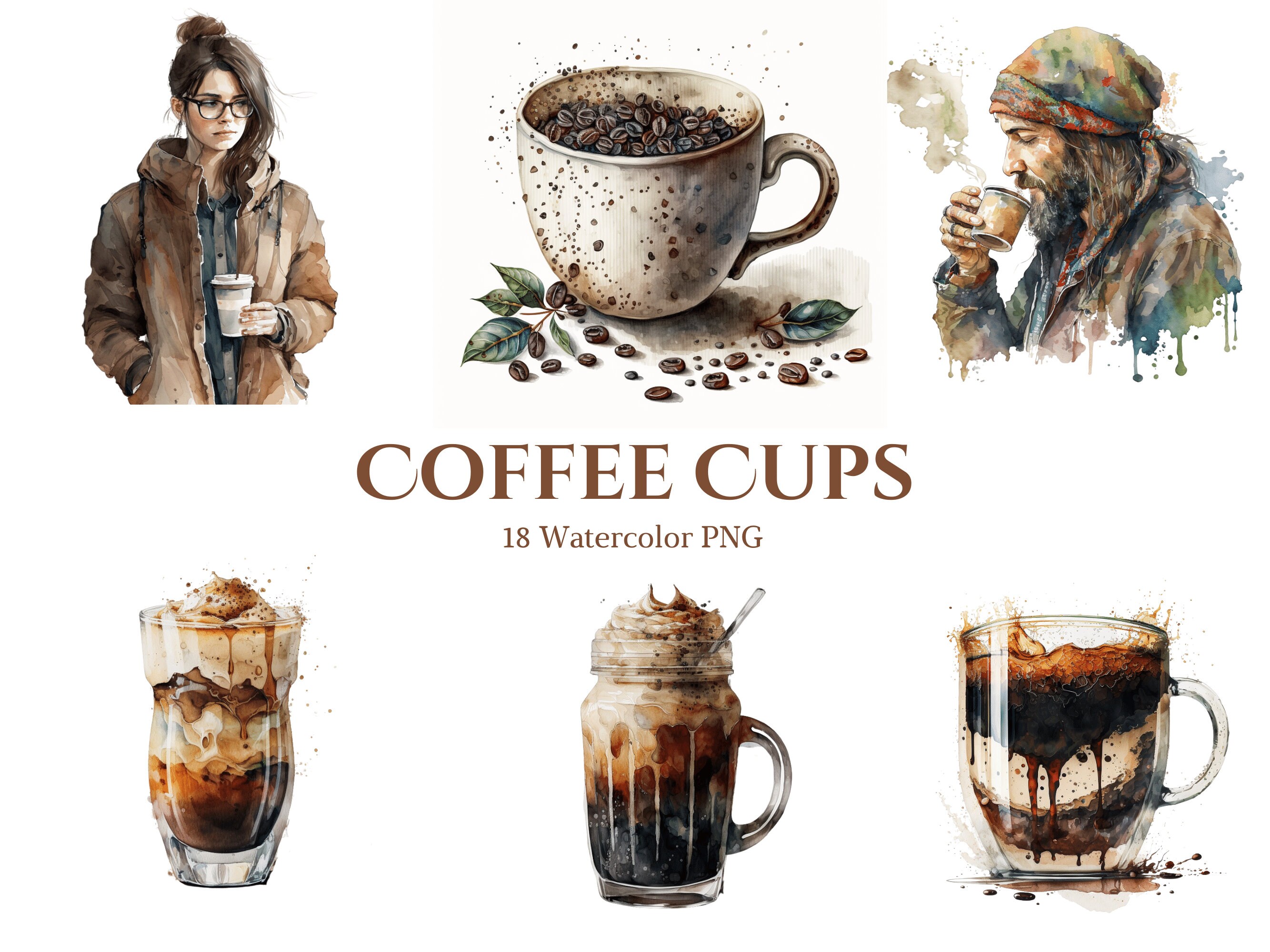 Coffee Clipart Watercolor Coffee Cup Clipart Food Clipart Iced Coffee ...