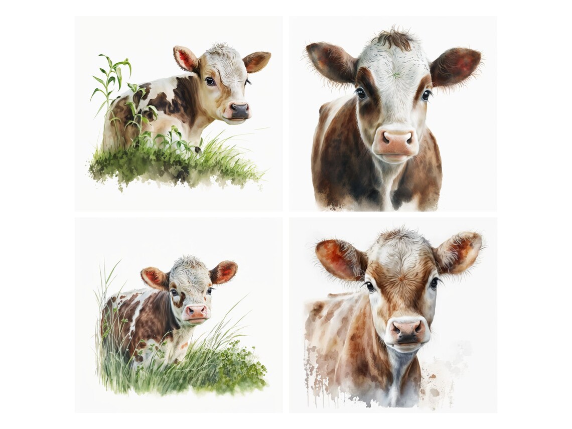 Baby Cow PNG Watercolor Cow Baby Clipart Cute Baby Animals - Etsy