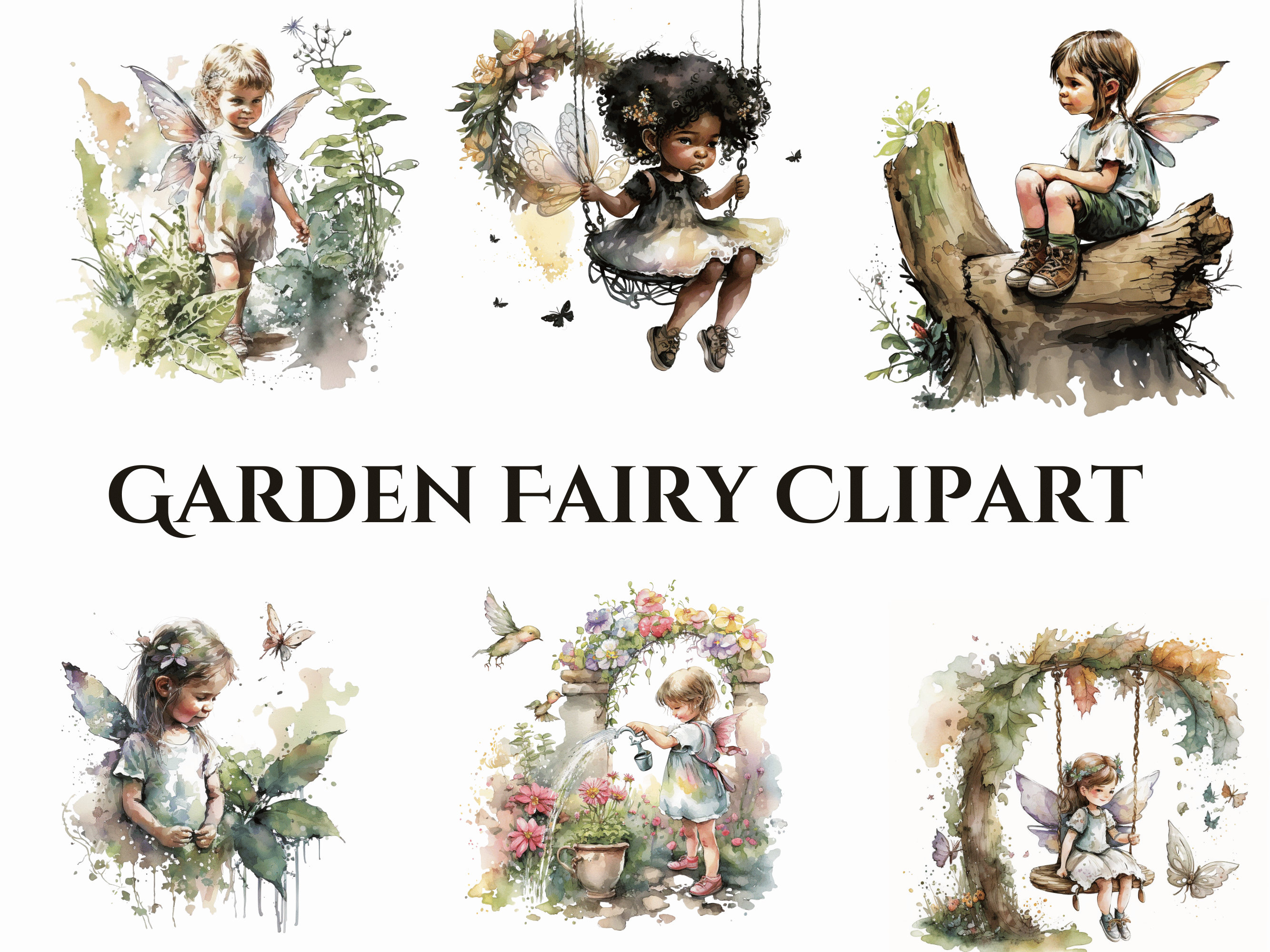 20 PNG Watercolour Fairy Garden Clipart, Enchanted Forest Fairy PNG ...
