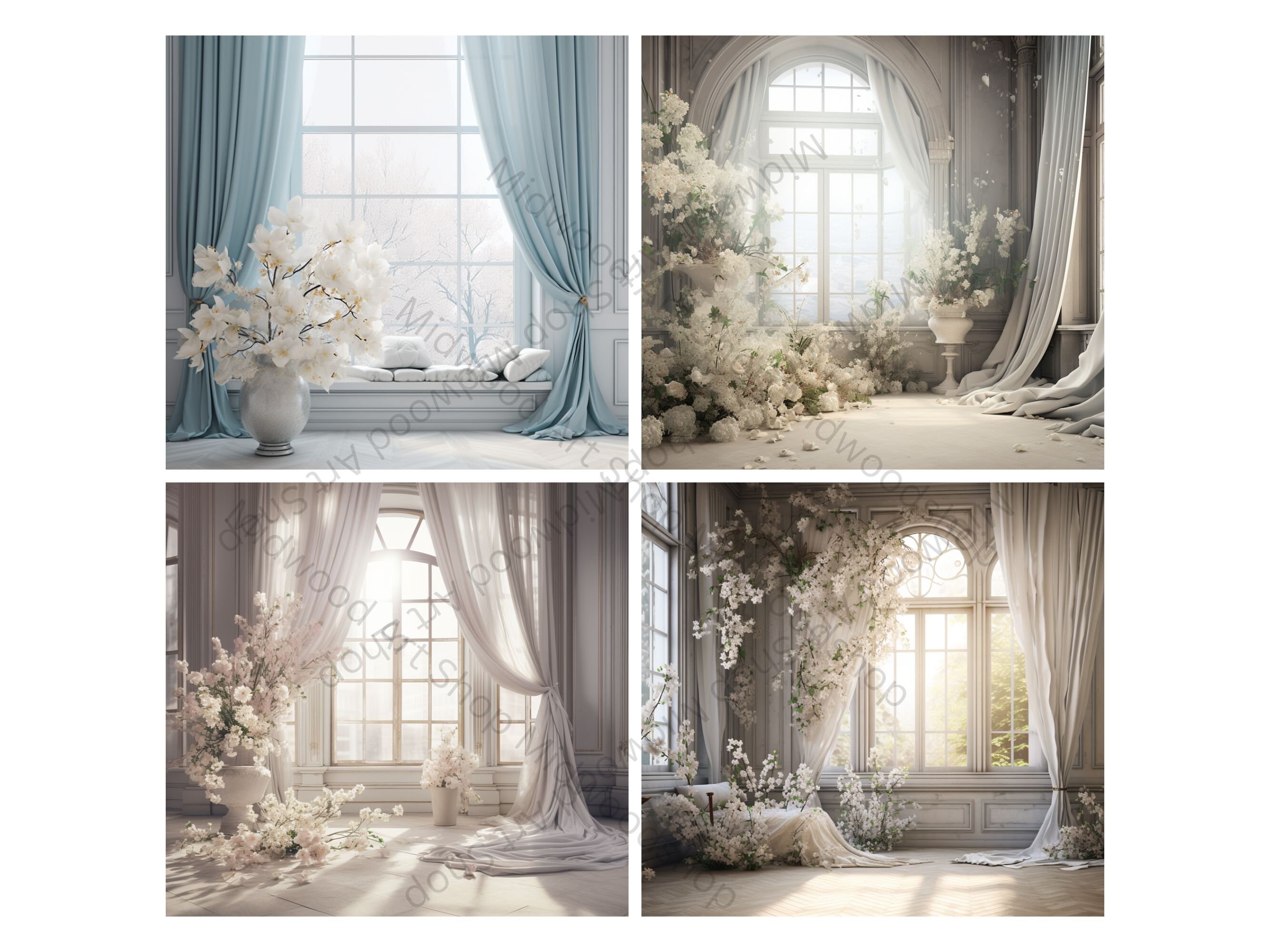 Backlit Window Digital Backdrops, White Room, Photoshop Overlays ...