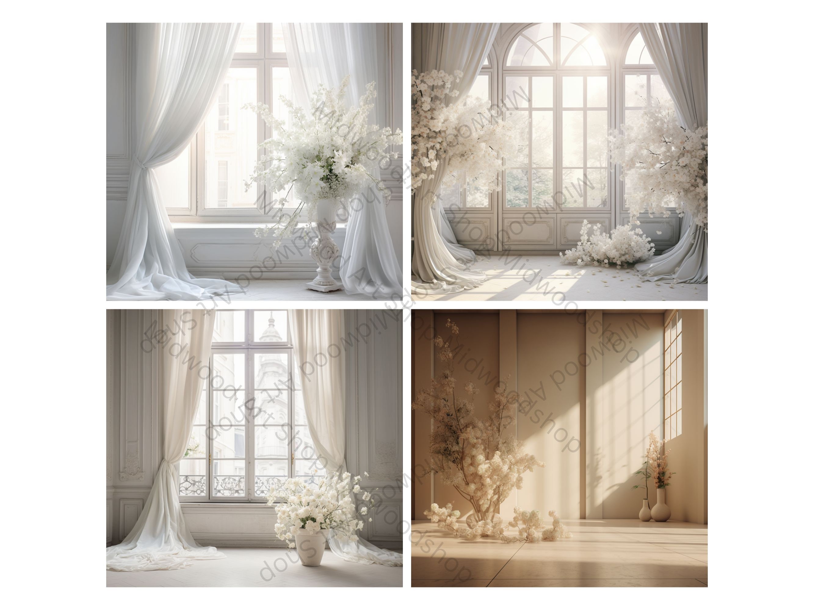 Backlit Window Digital Backdrops, White Room, Photoshop Overlays ...