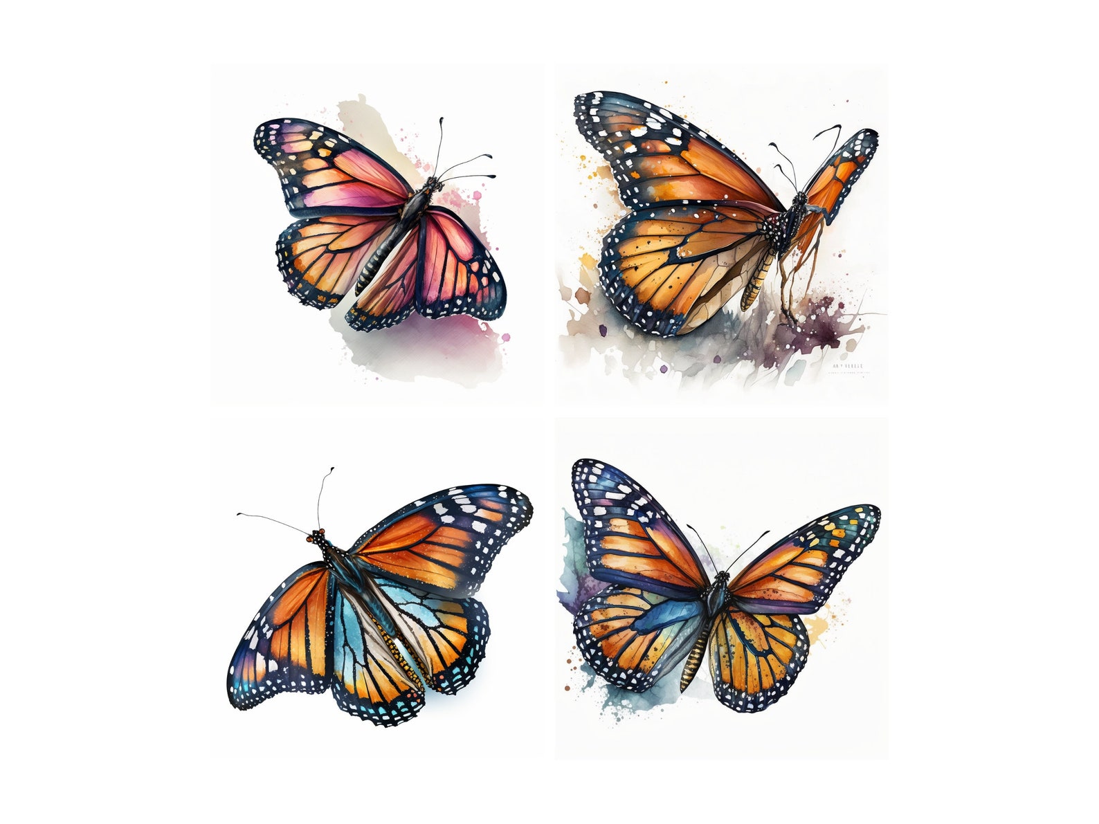Monarch Butterfly Clipart Watercolor Butterfly PNG Floral Clipart ...