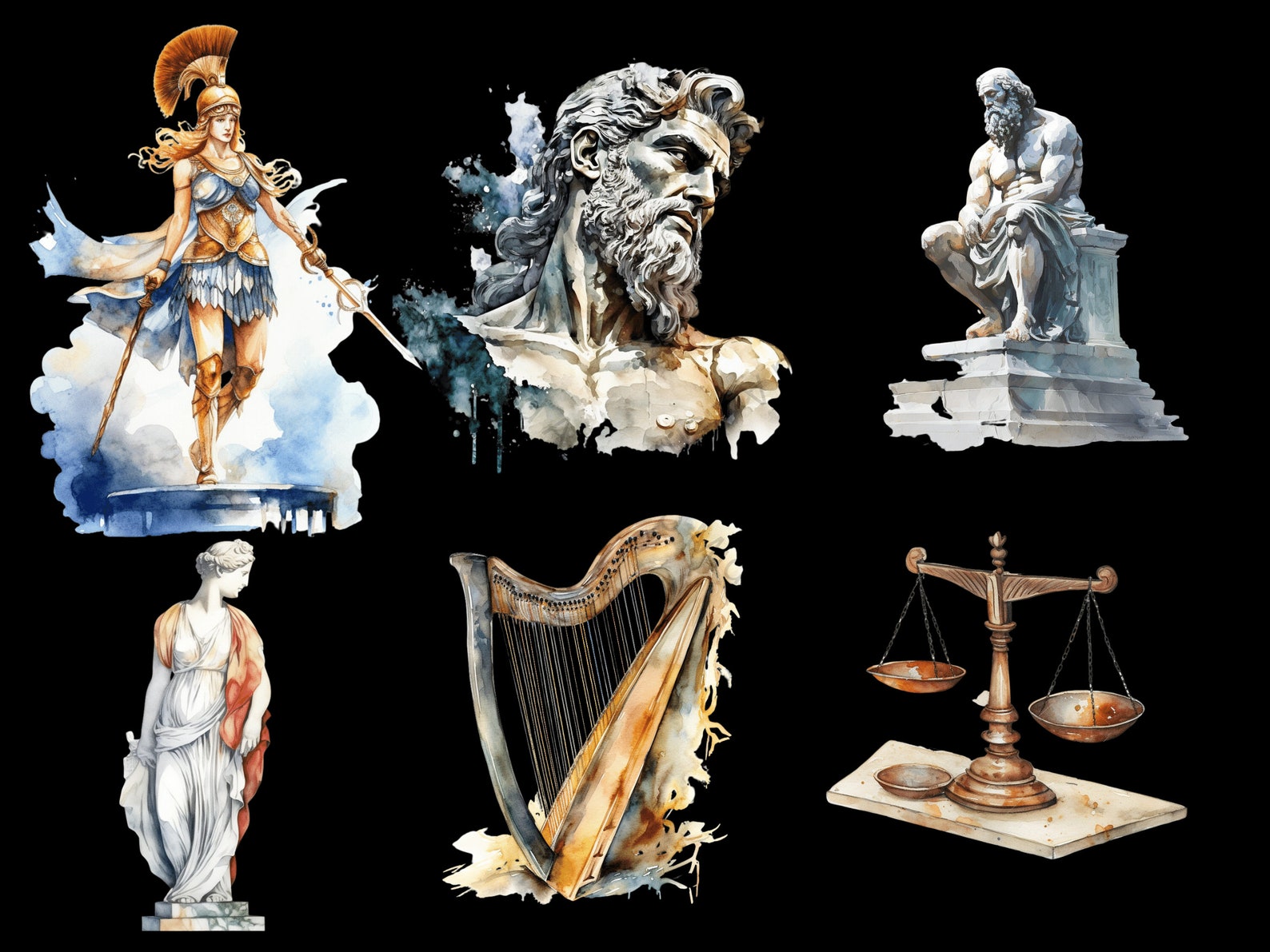 40 PNG Watercolor Fantasy Ancient Greek Clipart, Ancient Greek ...