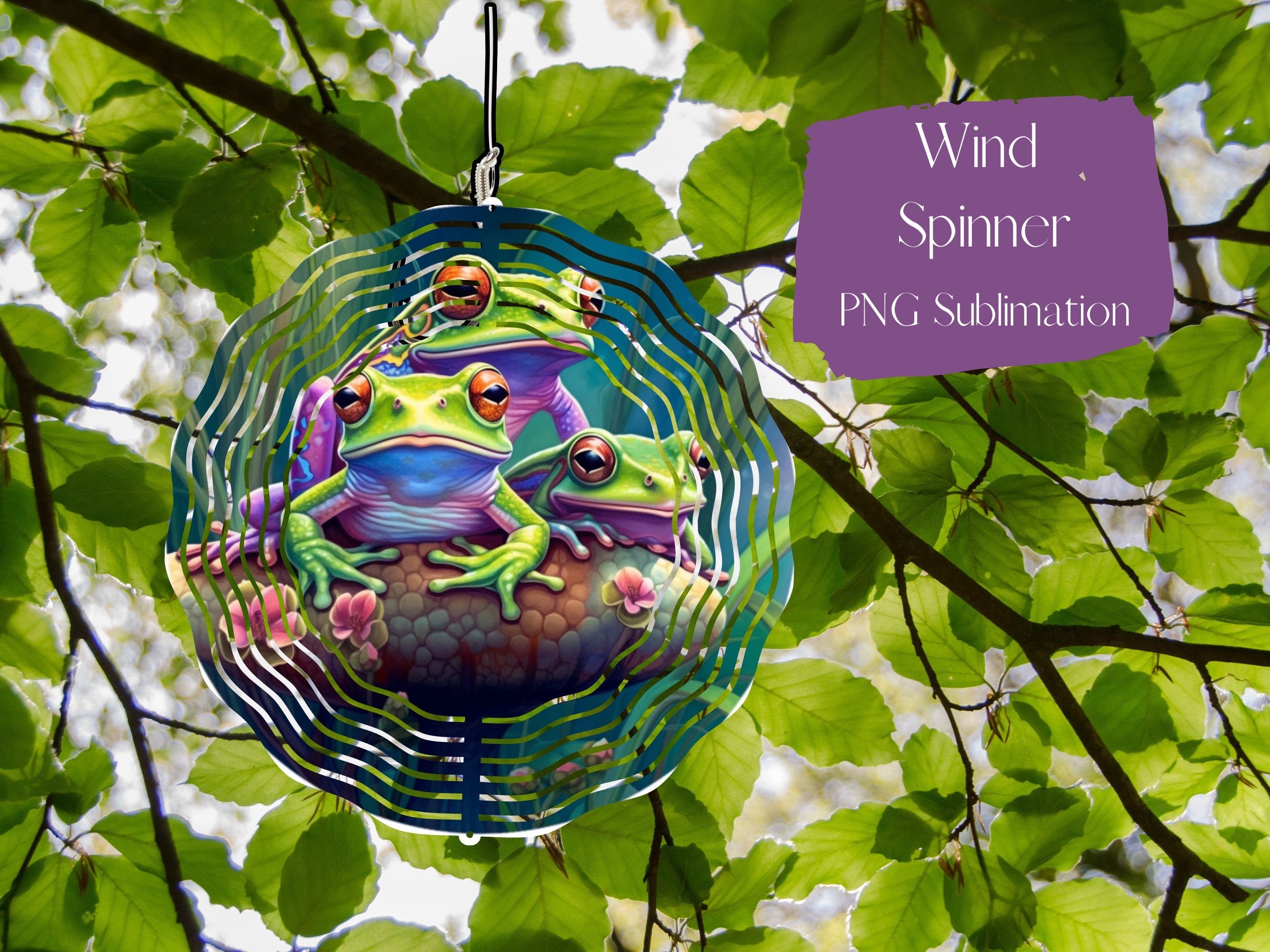 Frog Mushroom Wind Spinner Watercolor Sublimation Design Template, Wind ...