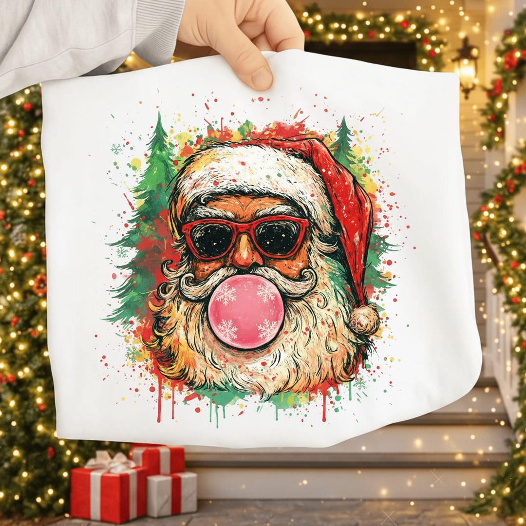 Preppy Santa Clause Png, Coquette Christmas Png Design, Brushstroke ...