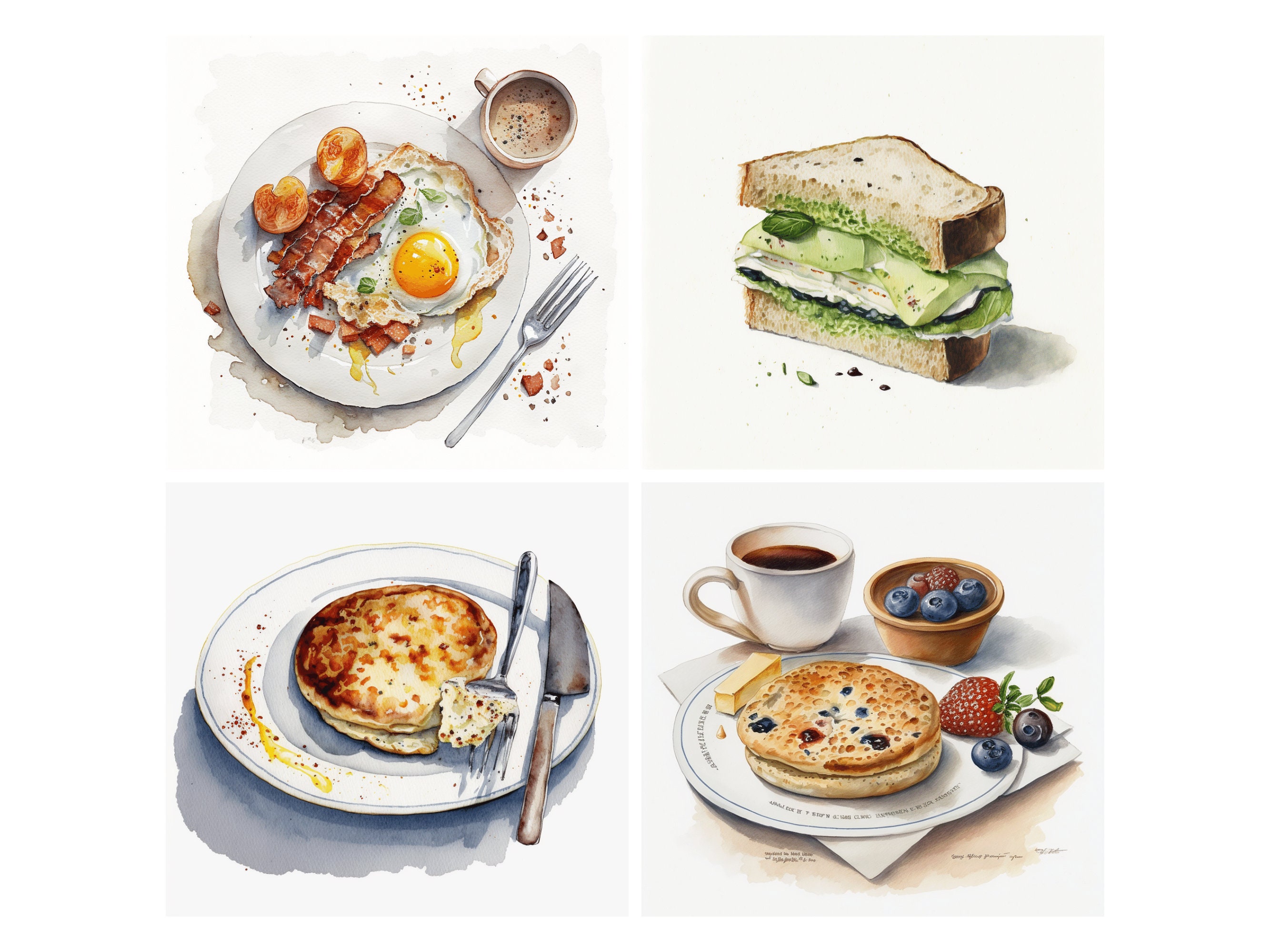 Watercolor Food Clipart Breakfast Clipart Waffles PNG - Etsy