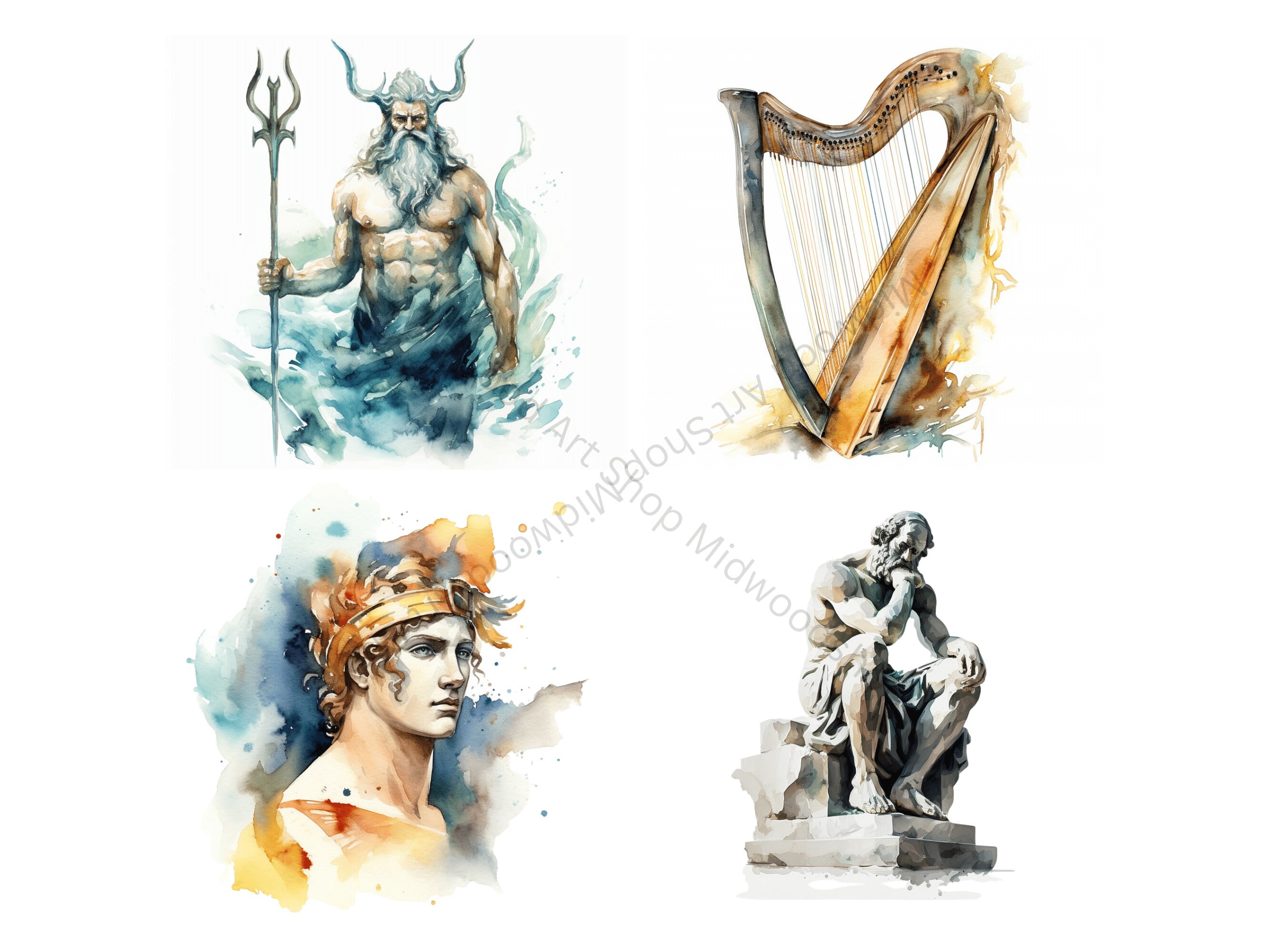 40 PNG Watercolor Fantasy Ancient Greek Clipart, Ancient Greek ...