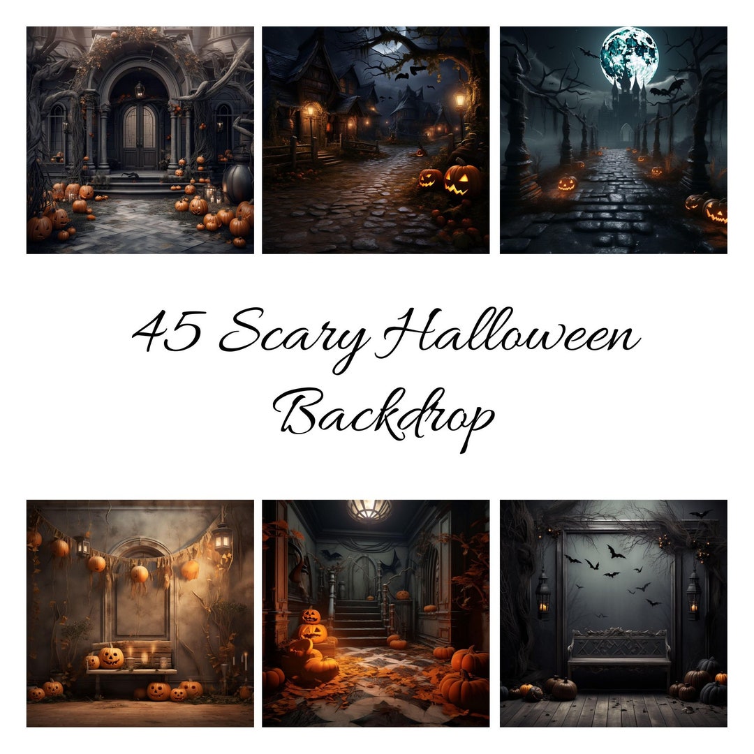 Halloween Backdrops, Horror Scary Digital Backdrops, Halloween Pumpkin ...