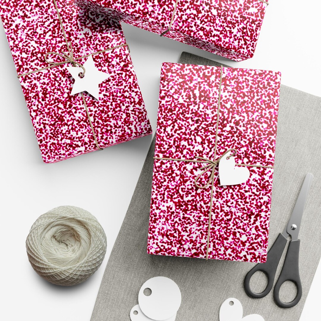 Pink Glitter Gift Wrap Paper| Faux Glitter Wrapping Paper| Pink Gift ...