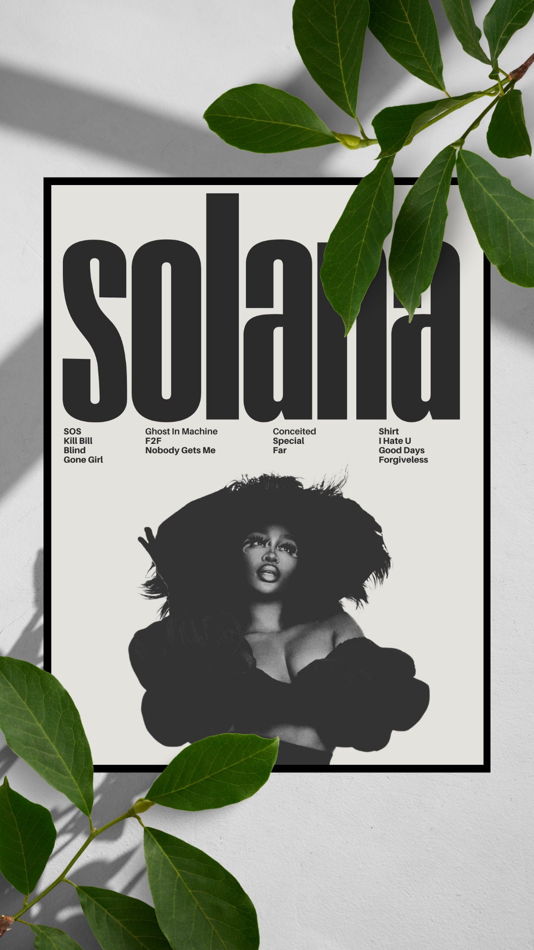SZA Black and White Poster Celebrity Poster Gift Trendy Wall Art SZA ...