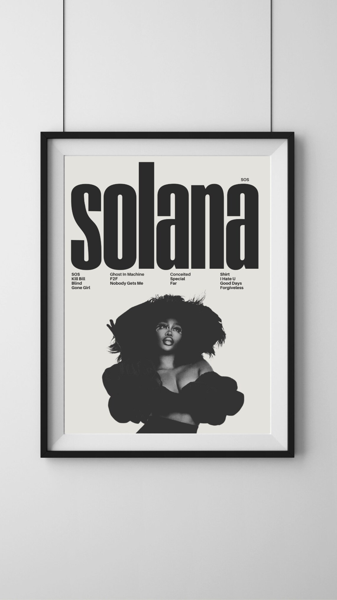 SZA Black and White Poster Celebrity Poster Gift Trendy Wall Art SZA ...