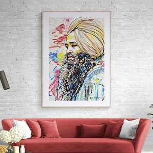 Sikhi Indian Religion Old Man Portrait Wall Art Hindu Canvas Print Sikh ...