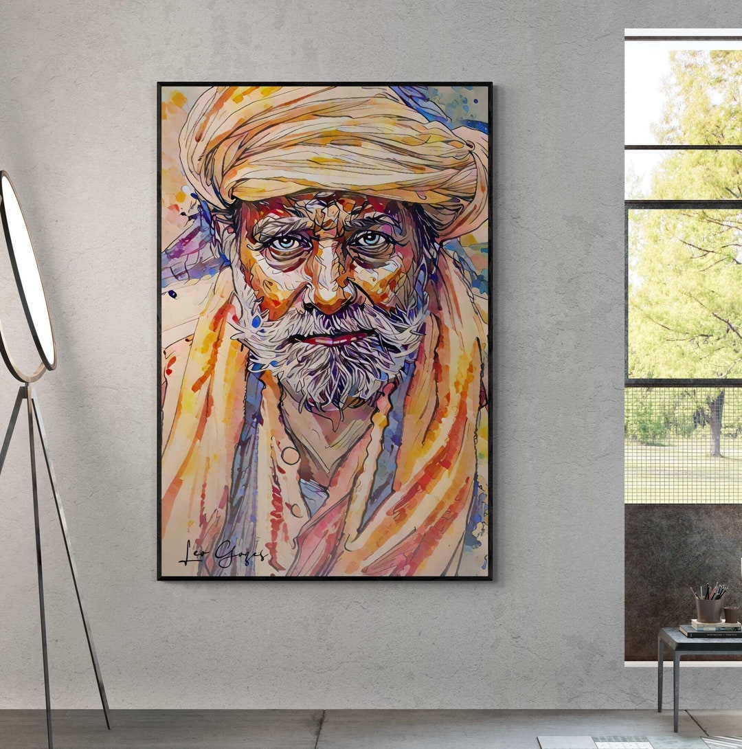 Sikhi Indian Religion Old Man Portrait Wall Art Hindu Canvas Print Sikh ...