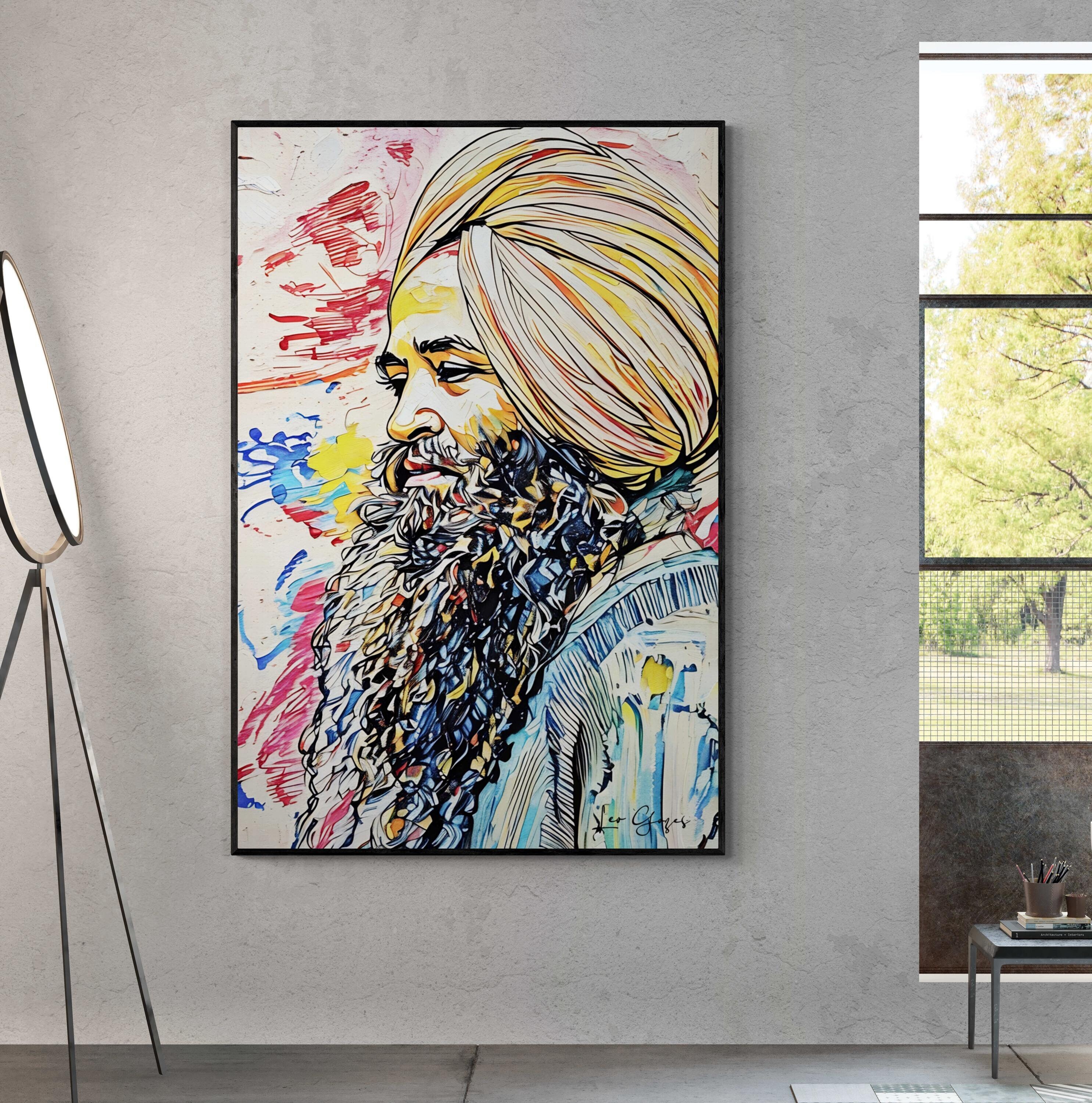 Sikhi Indian Religion Old Man Portrait Wall Art Hindu Canvas Print Sikh ...