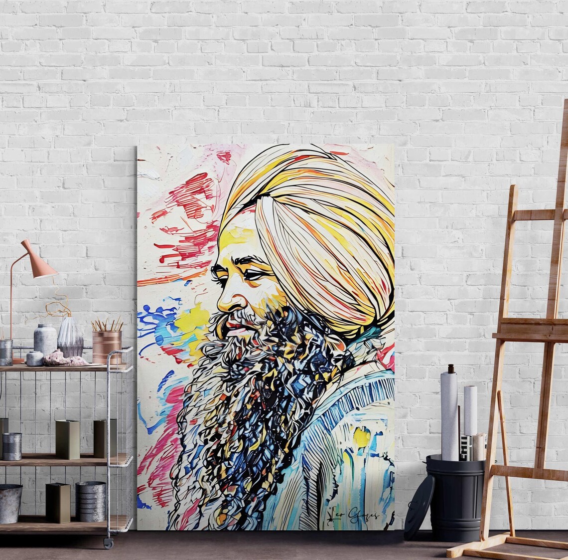 Sikhi Indian Religion Old Man Portrait Wall Art Hindu Canvas Print Sikh ...