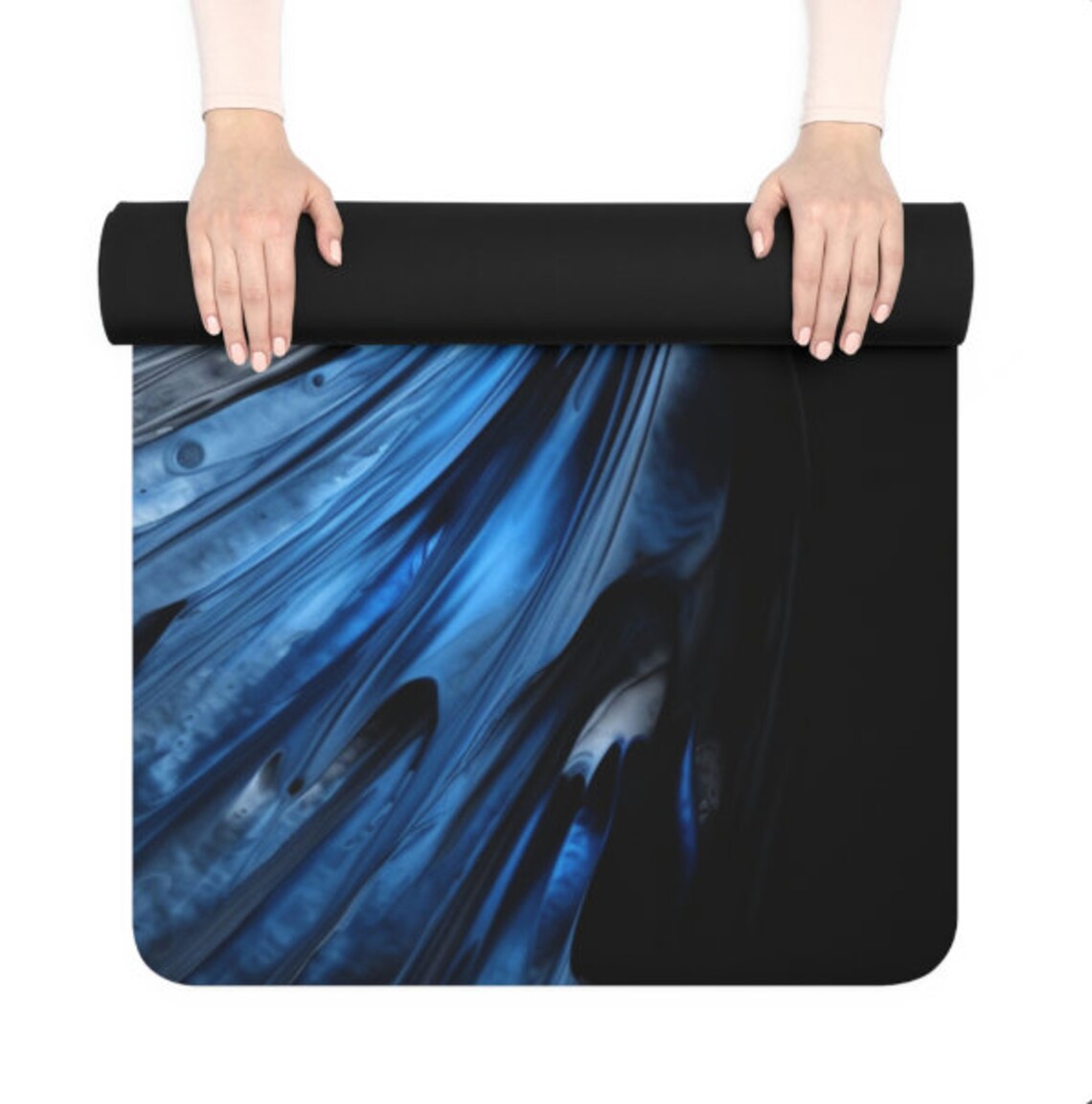 Custom Yoga Mat Blue Painted Yoga Mat Yoga Lover Gift Fitness Lover ...
