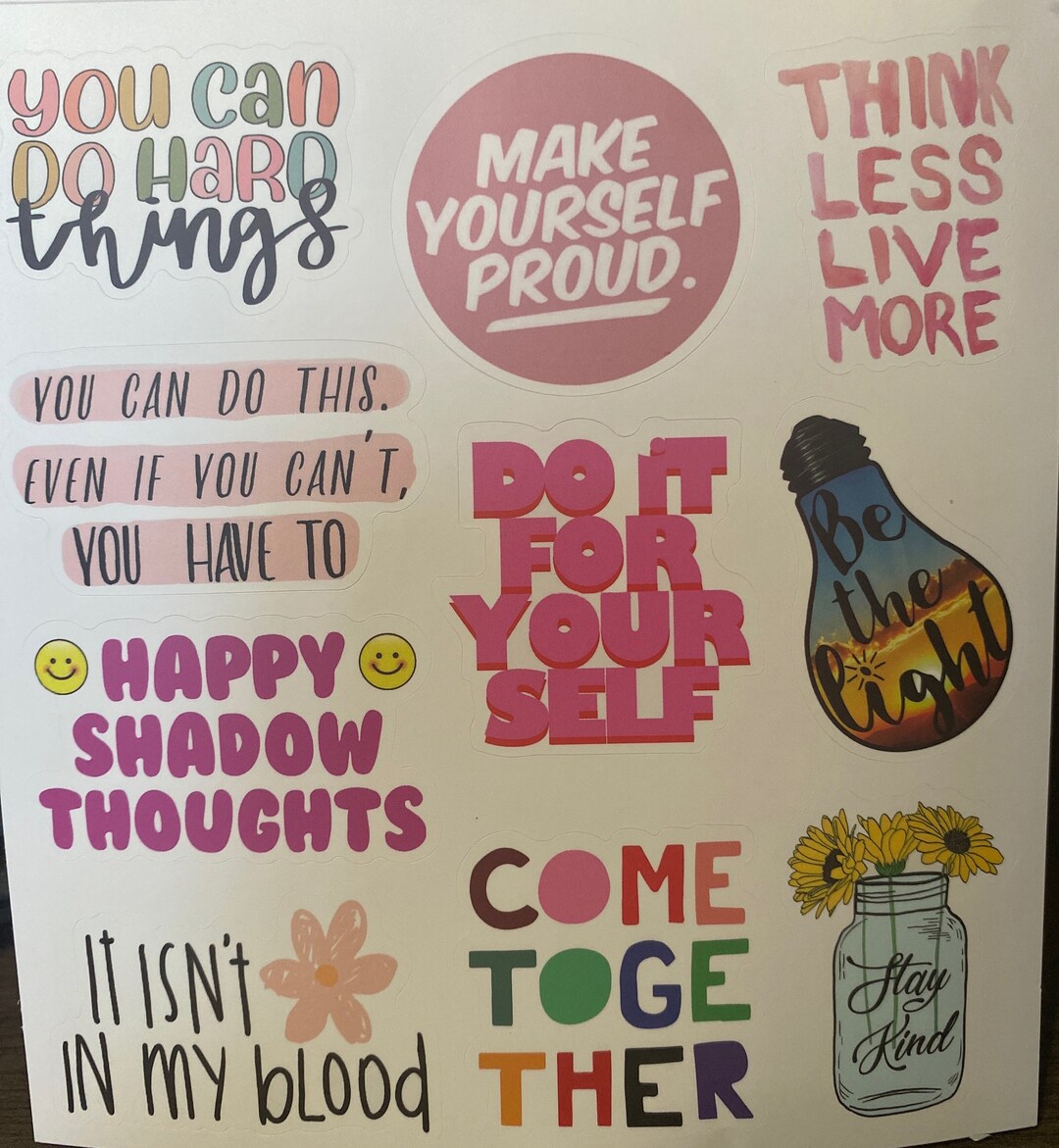 10 Motivational, Die Cut, Stickers in Matte. Choose From 10 Different ...