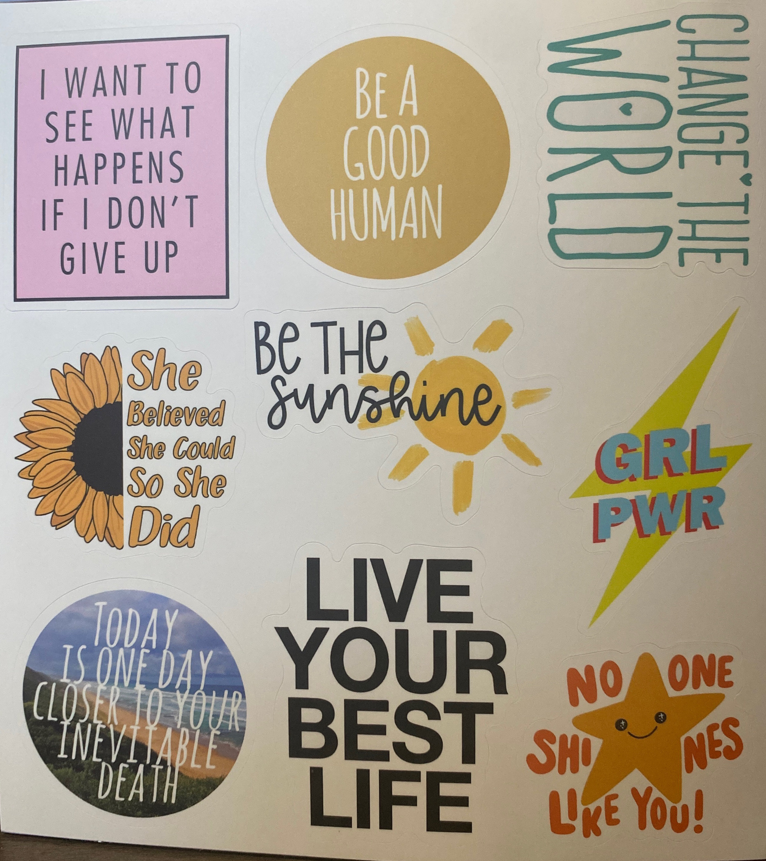 10 Motivational, Die Cut, Stickers in Matte. Choose From 10 Different ...