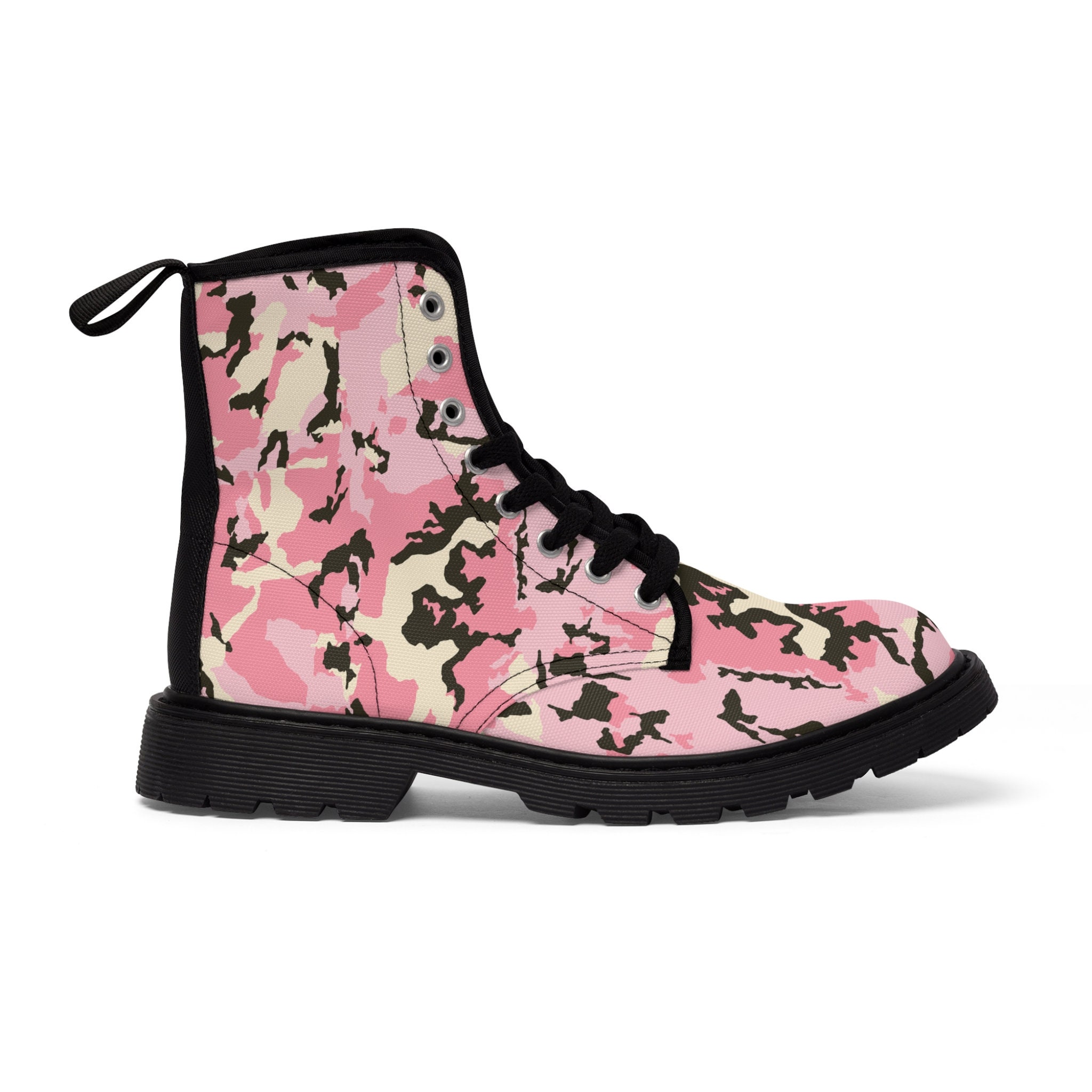 Pink Camo Boots, Women's Canvas Boot, Gift for Her - Etsy