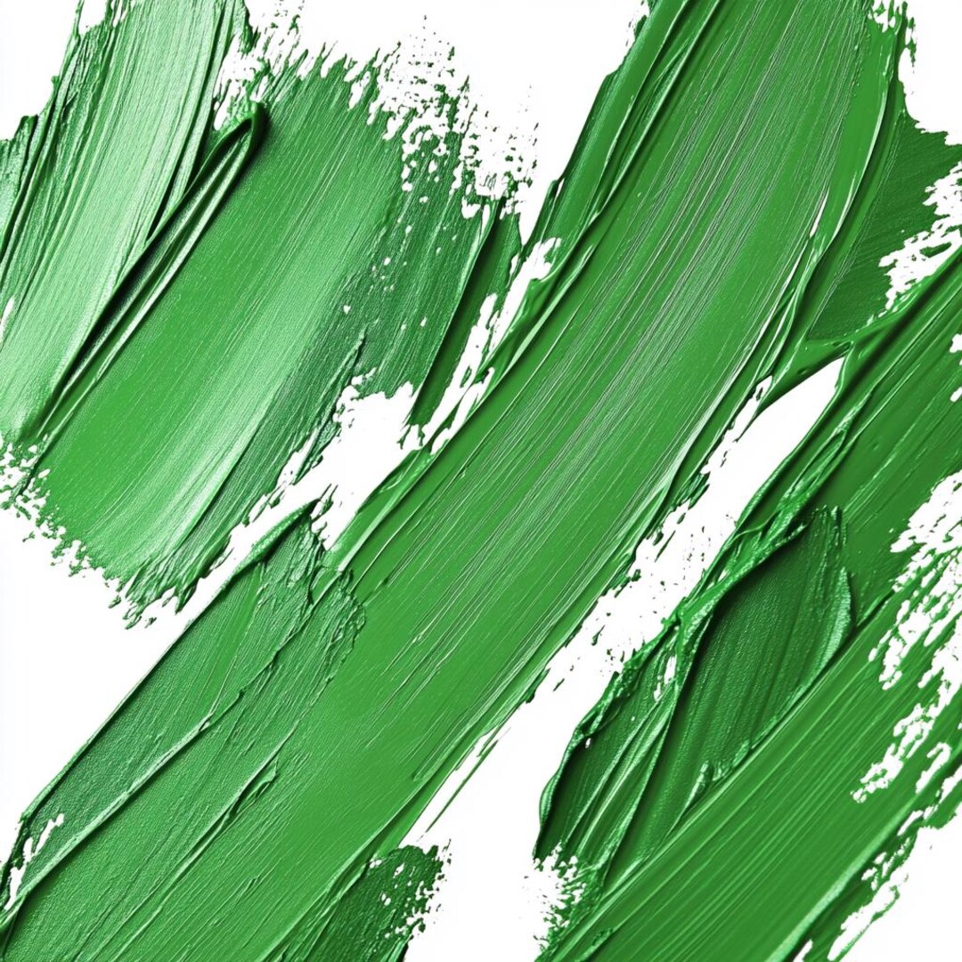 Green Paint Strokes Across White Background - Etsy