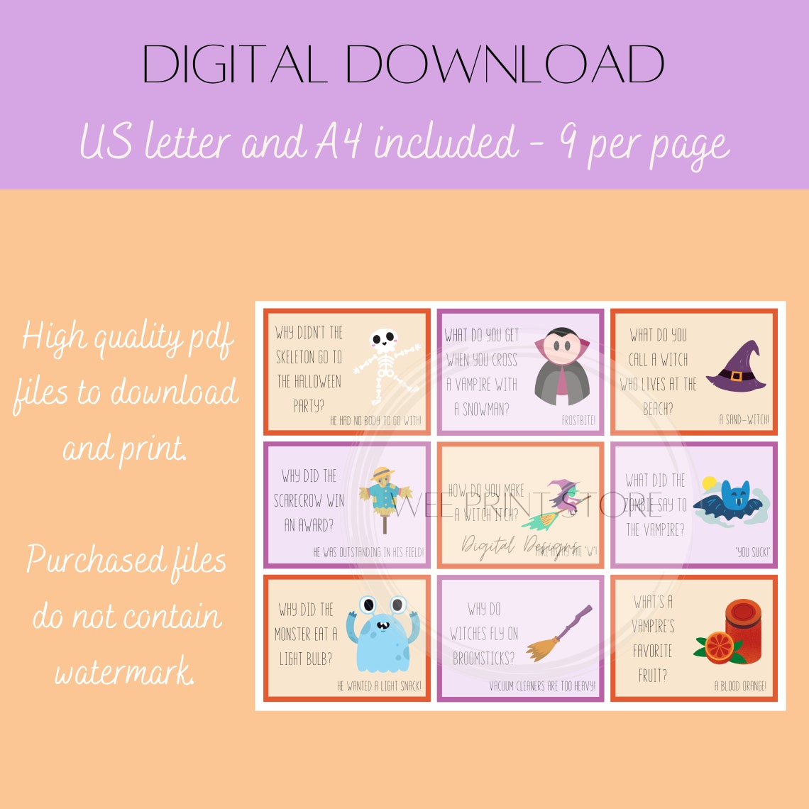 Halloween Theme Cute Lunchbox Notes, Kids Lunch Box Jokes Printable ...