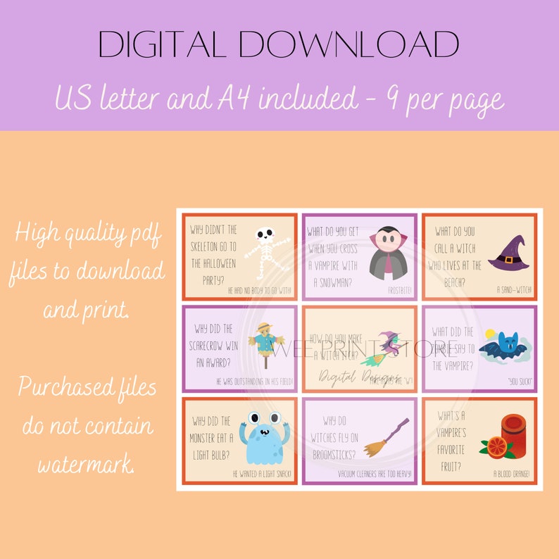 Halloween Theme Cute Lunchbox Notes, Kids Lunch Box Jokes Printable ...