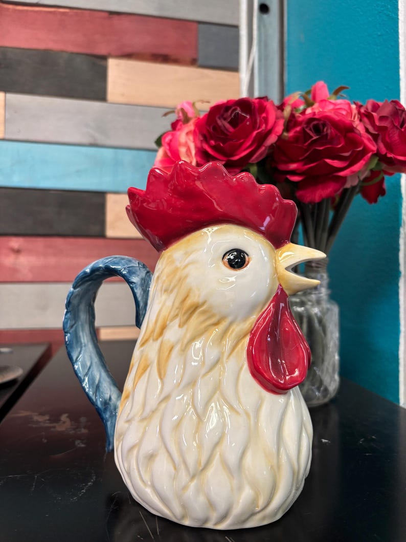 Fine Ceramic Rooster Pitcher - Etsy
