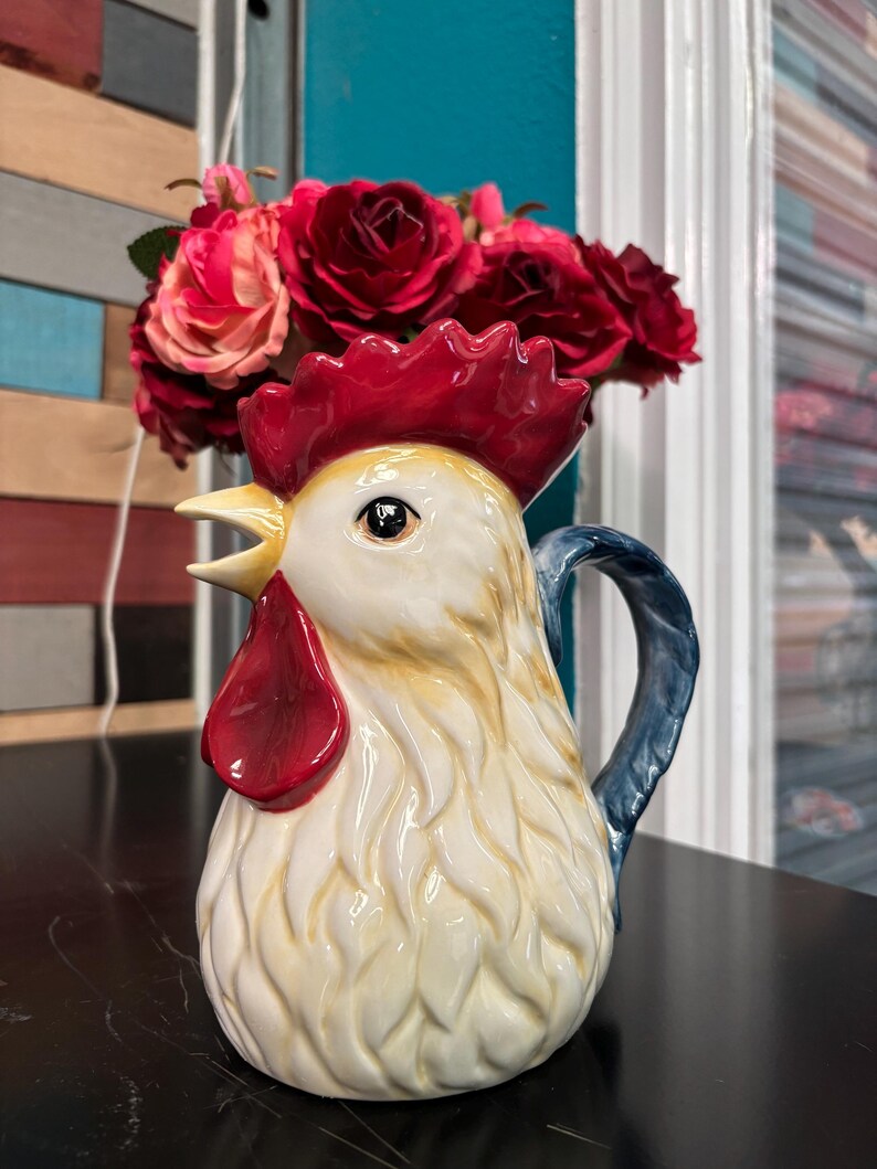 Fine Ceramic Rooster Pitcher - Etsy
