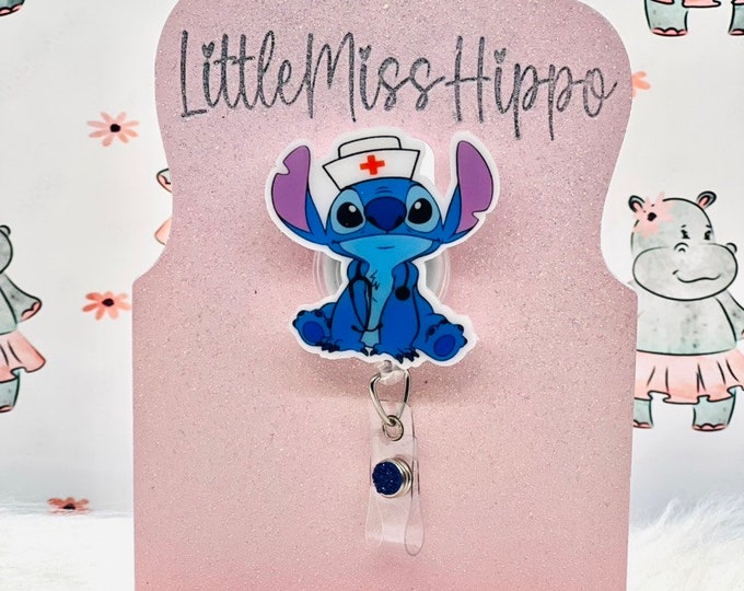 Embroidered Lilo & Stitch Scrub Top - Royal Blue - Women's Fit - Three ...
