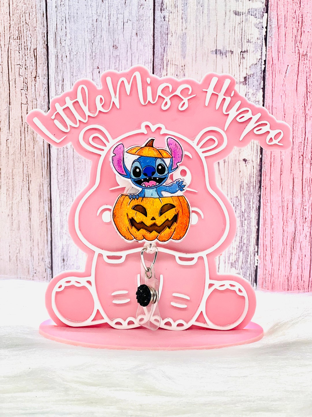 Stitch in Pumpkin Lilo and Stitch Badge Reel - Etsy
