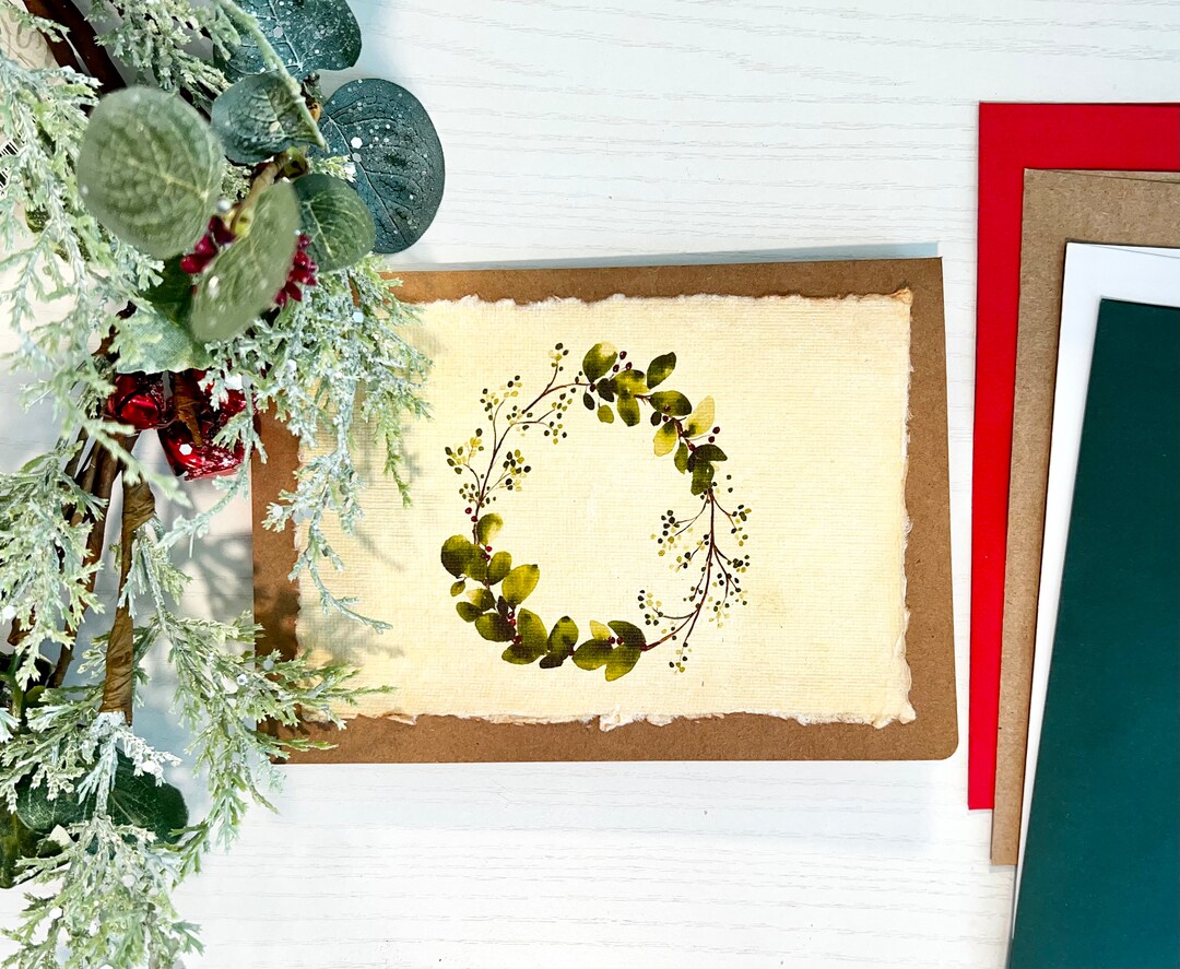 Vintage Christmas Wreath Card Set Holiday Cards Christmas Note Cards ...