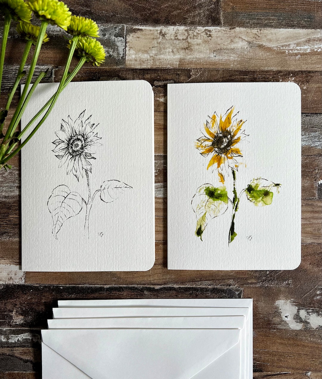 Sunflower Watercolor Card Set • Wildflower Cards • Floral Note Cards ...