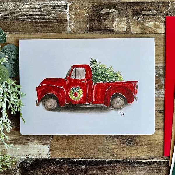Truck Christmas Card - Etsy
