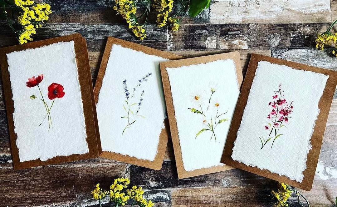 Vintage Wildflower Watercolor Card Set Wildflowers Cards - Etsy