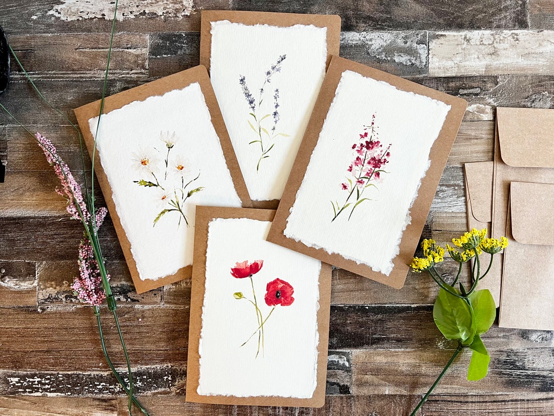 Vintage Wildflower Watercolor Card Set Wildflower Cards Floral Note ...