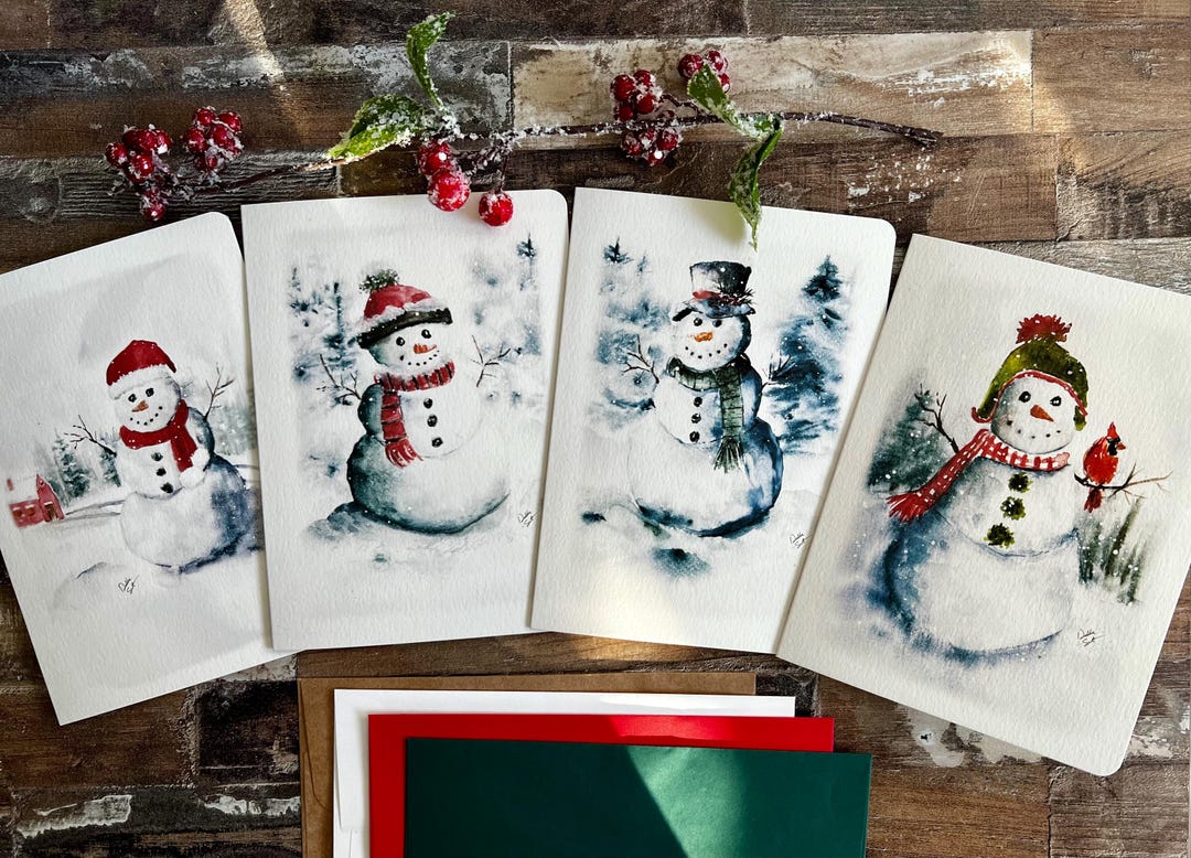 Snowman Christmas Card Set • Holiday Cards • Christmas Note Cards ...