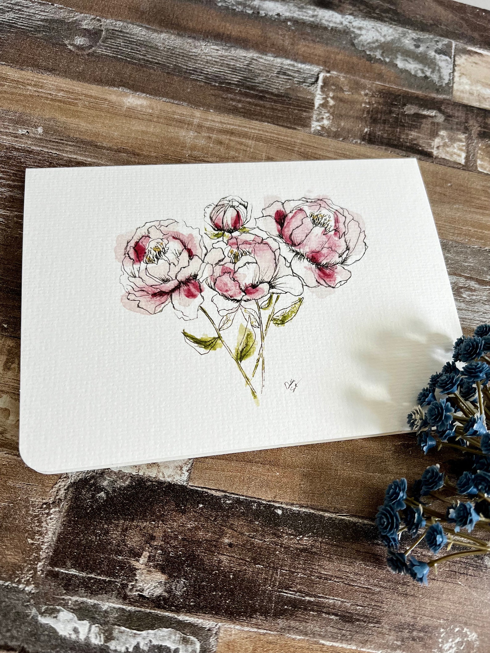 Peony Watercolor Card Set • Spring Cards • Floral Note Cards • Blank ...