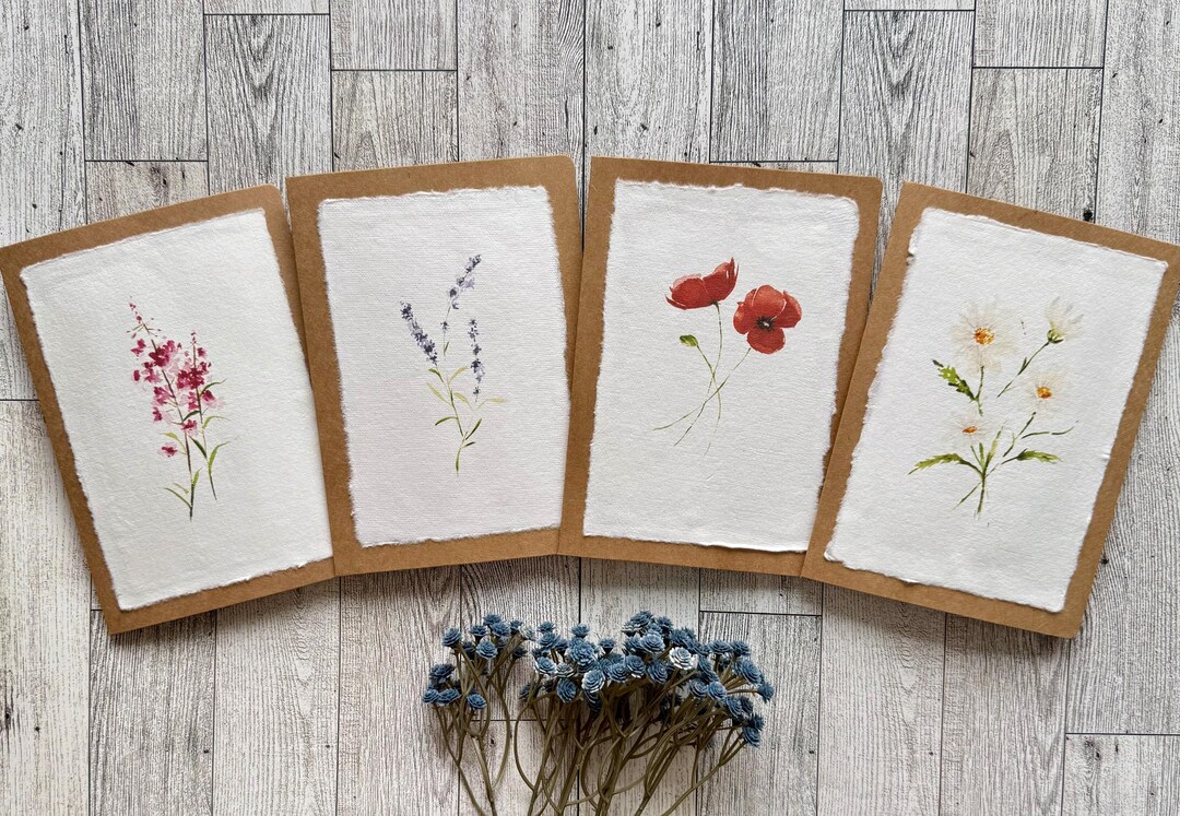 Vintage Wildflower Watercolor Card Set • Wildflower Cards • Floral Note ...