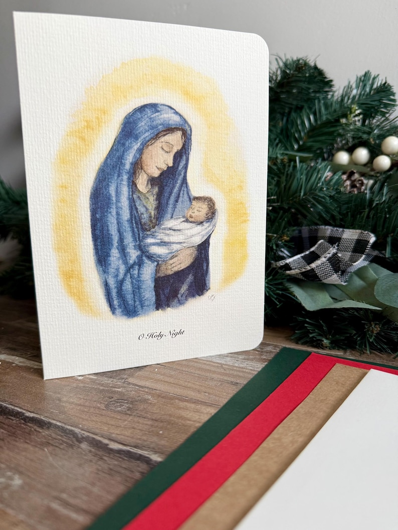 Mary and Baby Jesus Christmas Card • Christian Cards • Christmas Note ...