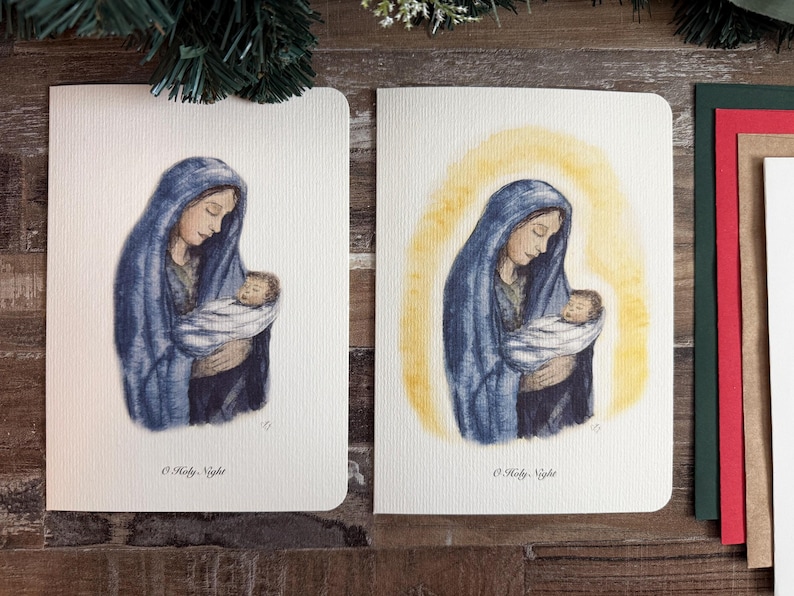 Mary and Baby Jesus Christmas Card • Christian Cards • Christmas Note ...