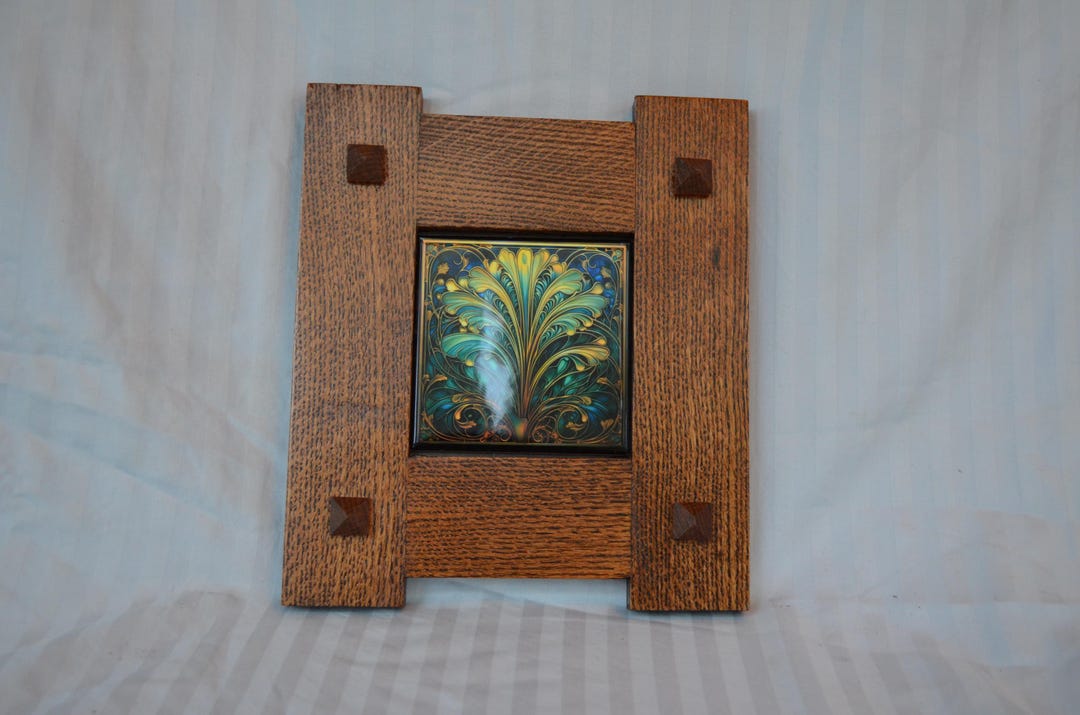Mission Style Picture Frame With Art Deco Tile. - Etsy