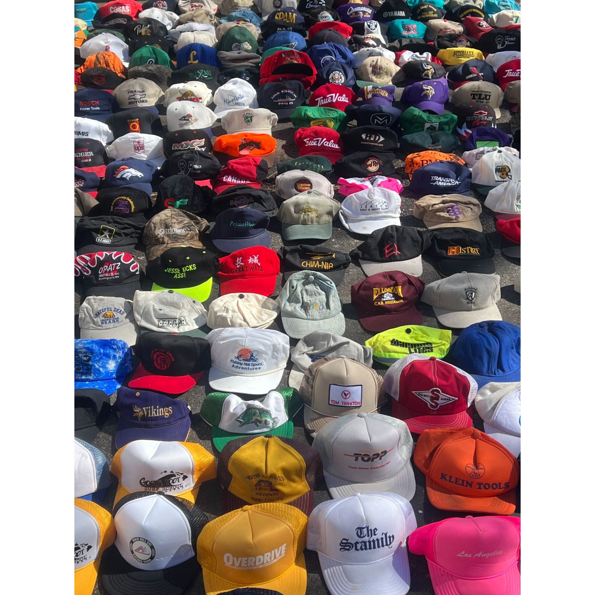 5 Pack of Vintage Mystery Hats Cap Snapback Trucker Mesh MADE USA Patch ...